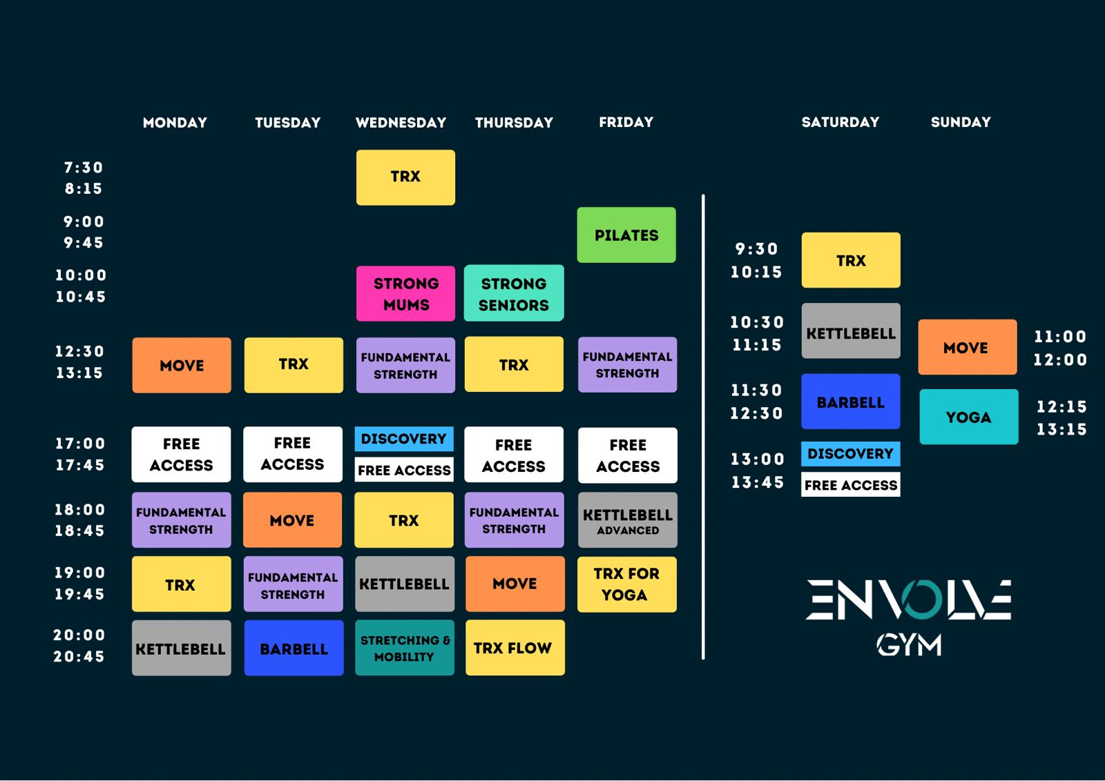 Timetable - Envolve Gym