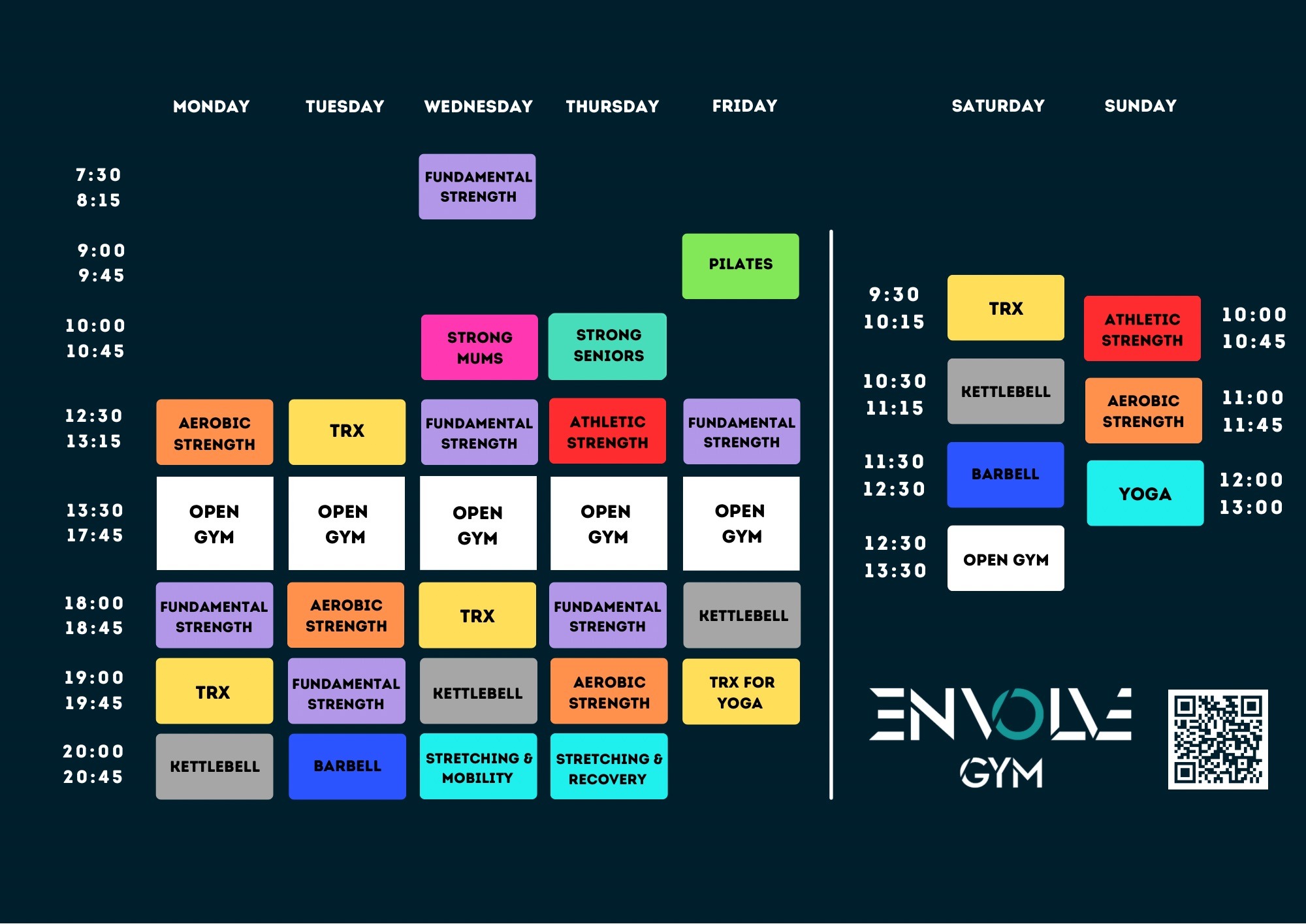 Timetable - Envolve Gym